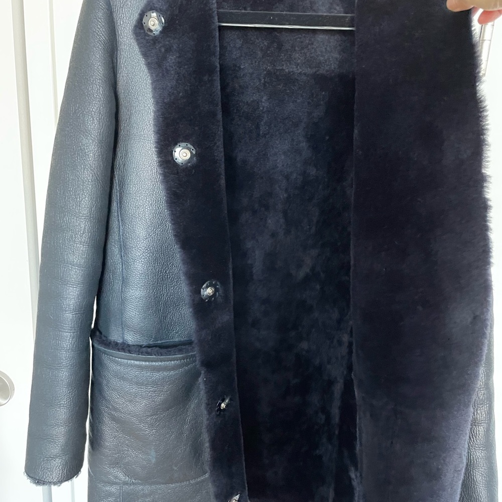 Navy Blue Shearling Coat By Gant - Gem